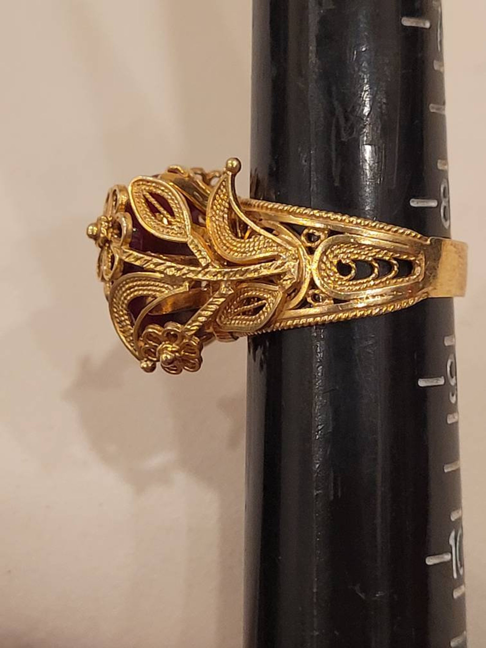 Vintage DGS Sterling Vermeil Filigree Ruby Ring - Etsy