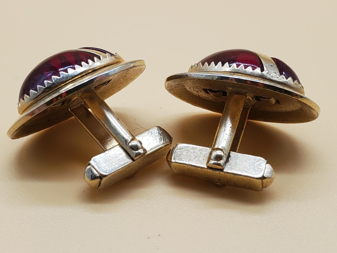 Vintage Anson Gold Plated Red Stone Cufflinks - Etsy