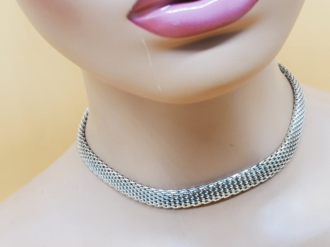 Vintage GC 925 Sterling Mesh Chain Necklace - Etsy