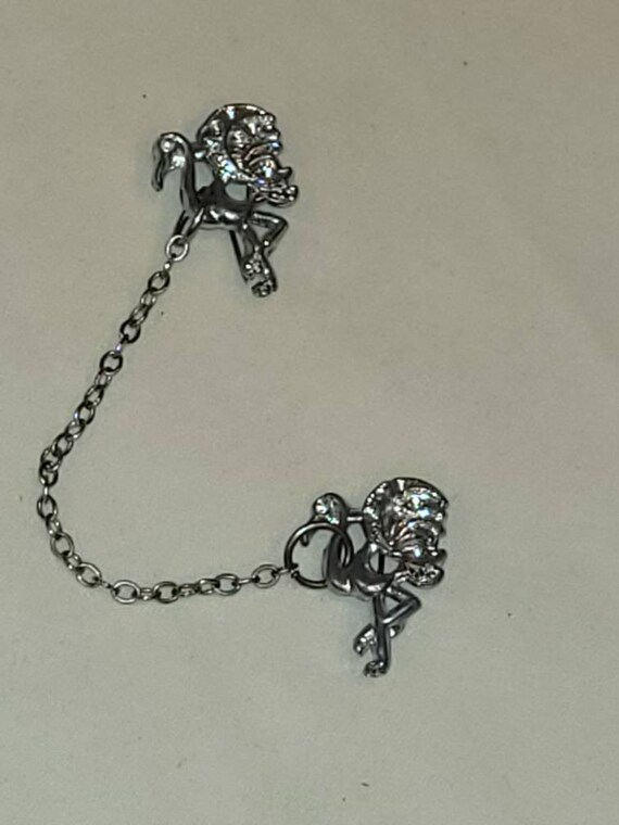 Vintage chained double pin Flamingo pins, chained Fla… - Gem