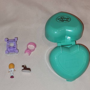 Vintage Bluebird Polly Pocket Bedtime Ring and Teal Heart Ring Case ...