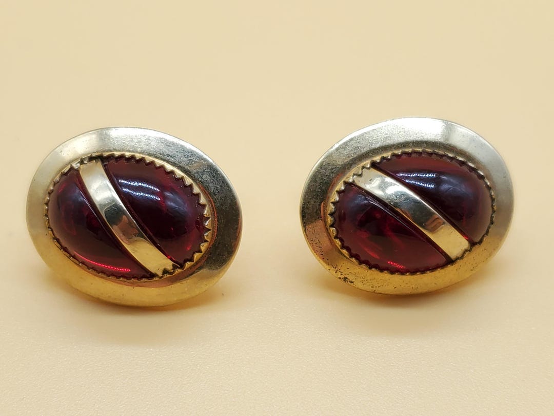Vintage Anson Gold Plated Red Stone Cufflinks - Etsy