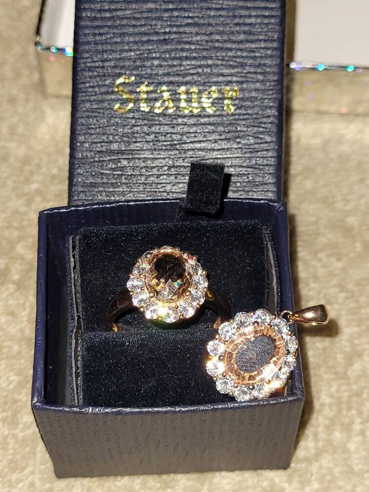 Stauer sterling silver rose gold tone ring and pendant with | Etsy