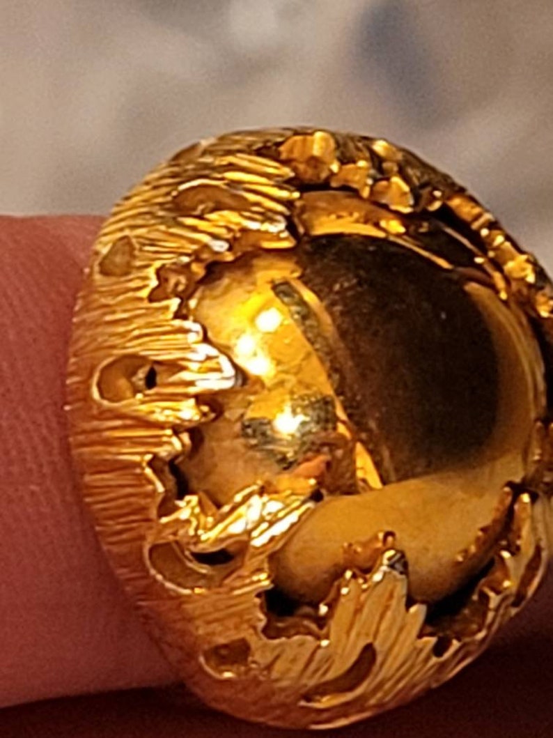 Vintage Monet Gold Tone Dome Statement Ring Adjustable - Etsy