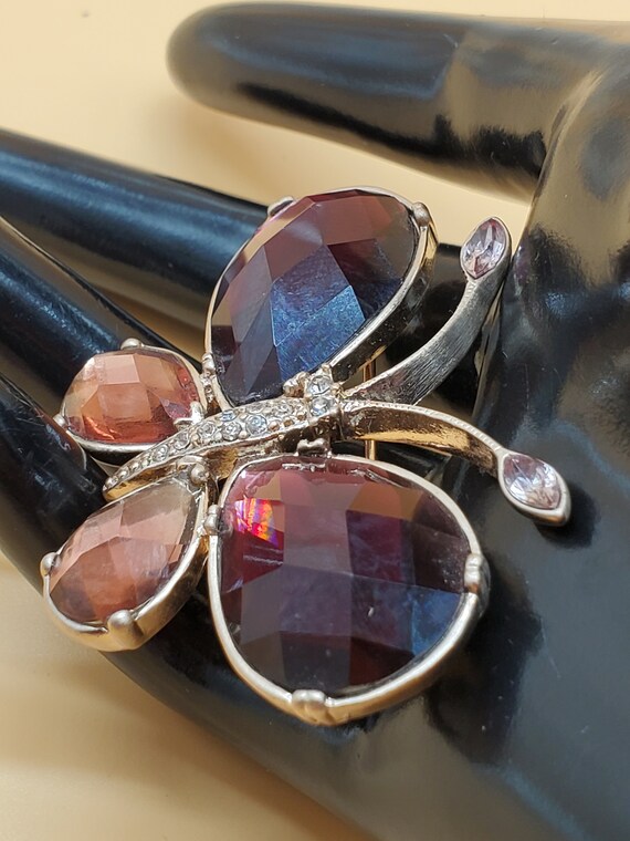 vintage LC rhinestone butterfly brooch - Gem