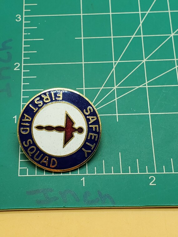 vintage enamel Safety First Aid Squad pin - Gem