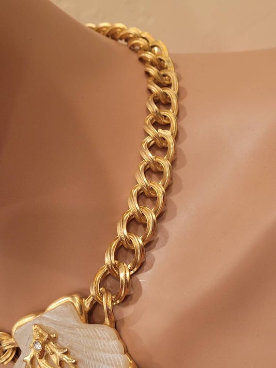 Vintage Gem Craft gold tone chain necklace with lucit… - Gem
