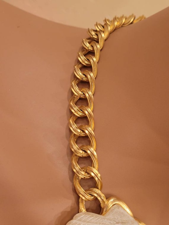 Vintage Gem Craft gold tone chain necklace with lucit… - Gem