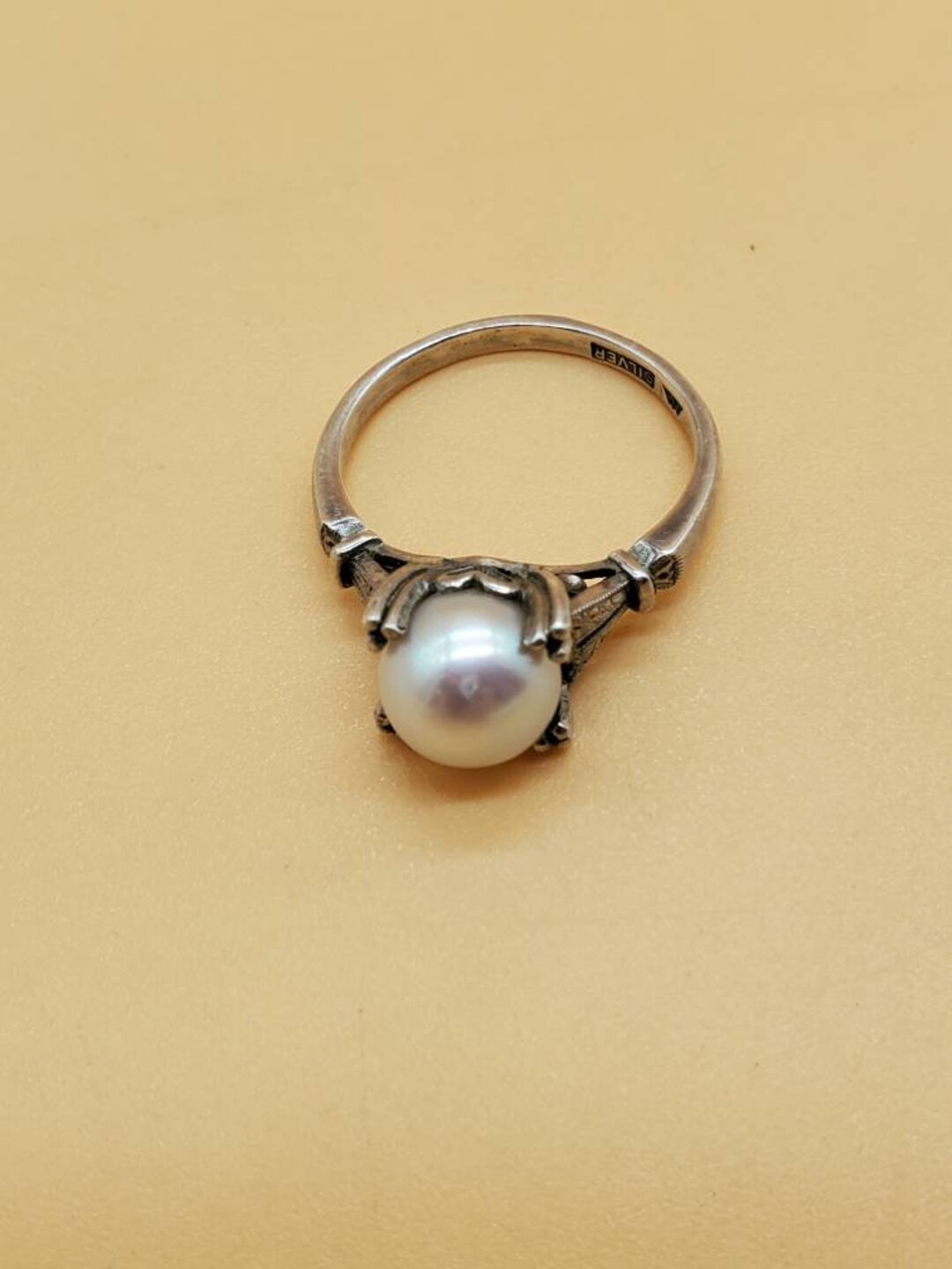 Vintage Art Deco Style FP Japanese 8mm Akoya Pearl Ring - Etsy