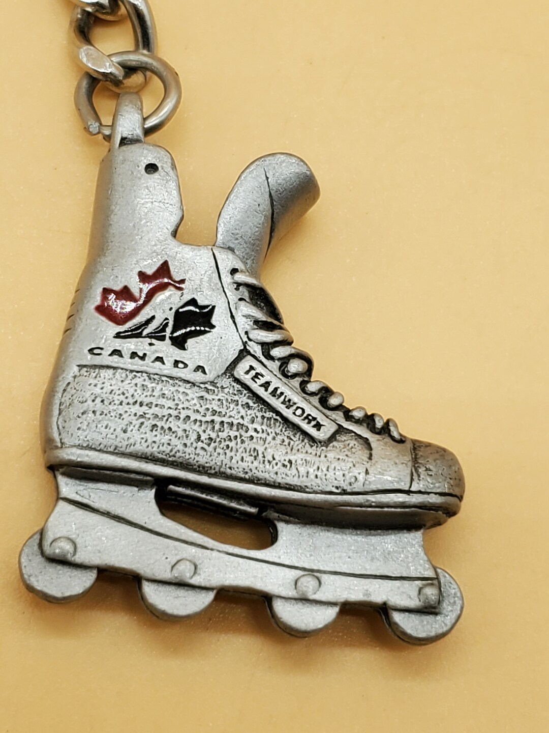 Vintage Canada Teamwork Pewter Inline Skate Keychain - Etsy