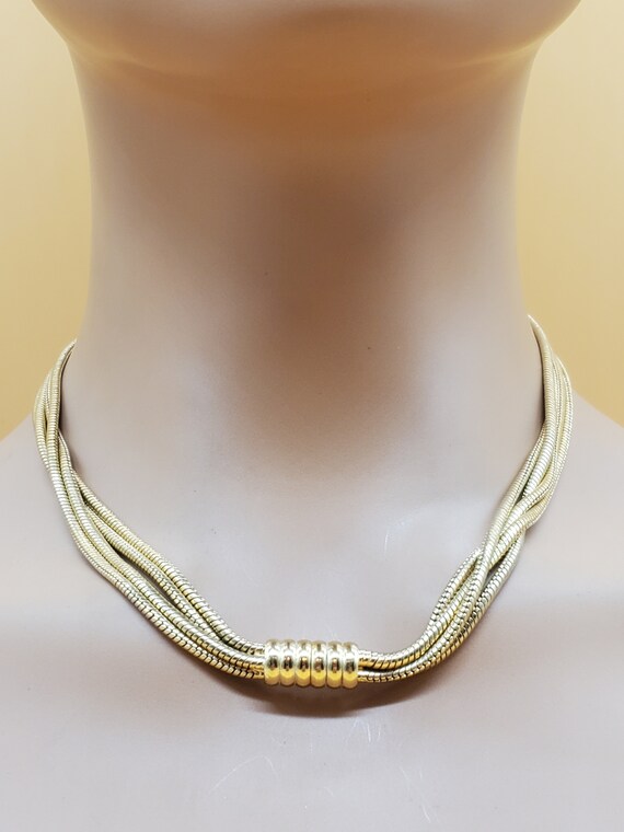 Vintage 4 strand gold tone snake chain necklace - Gem