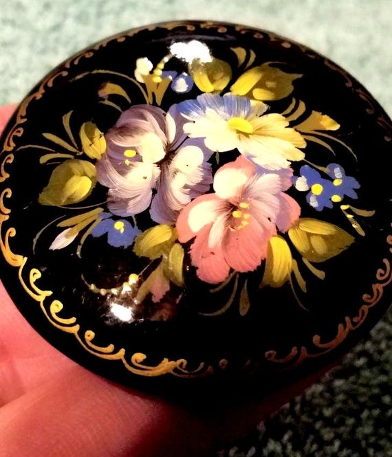 Vintage Wooden hand painted made in Russia lacquer br… - Gem