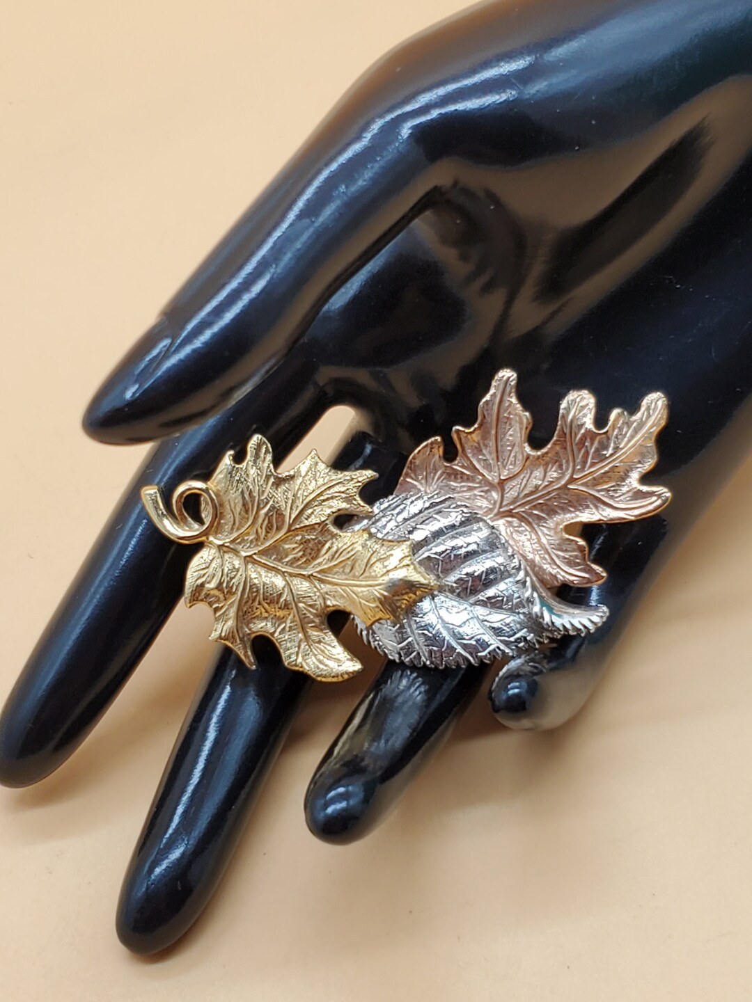 Vintage Avon Tri Tone Metal Leaves Brooch - Etsy