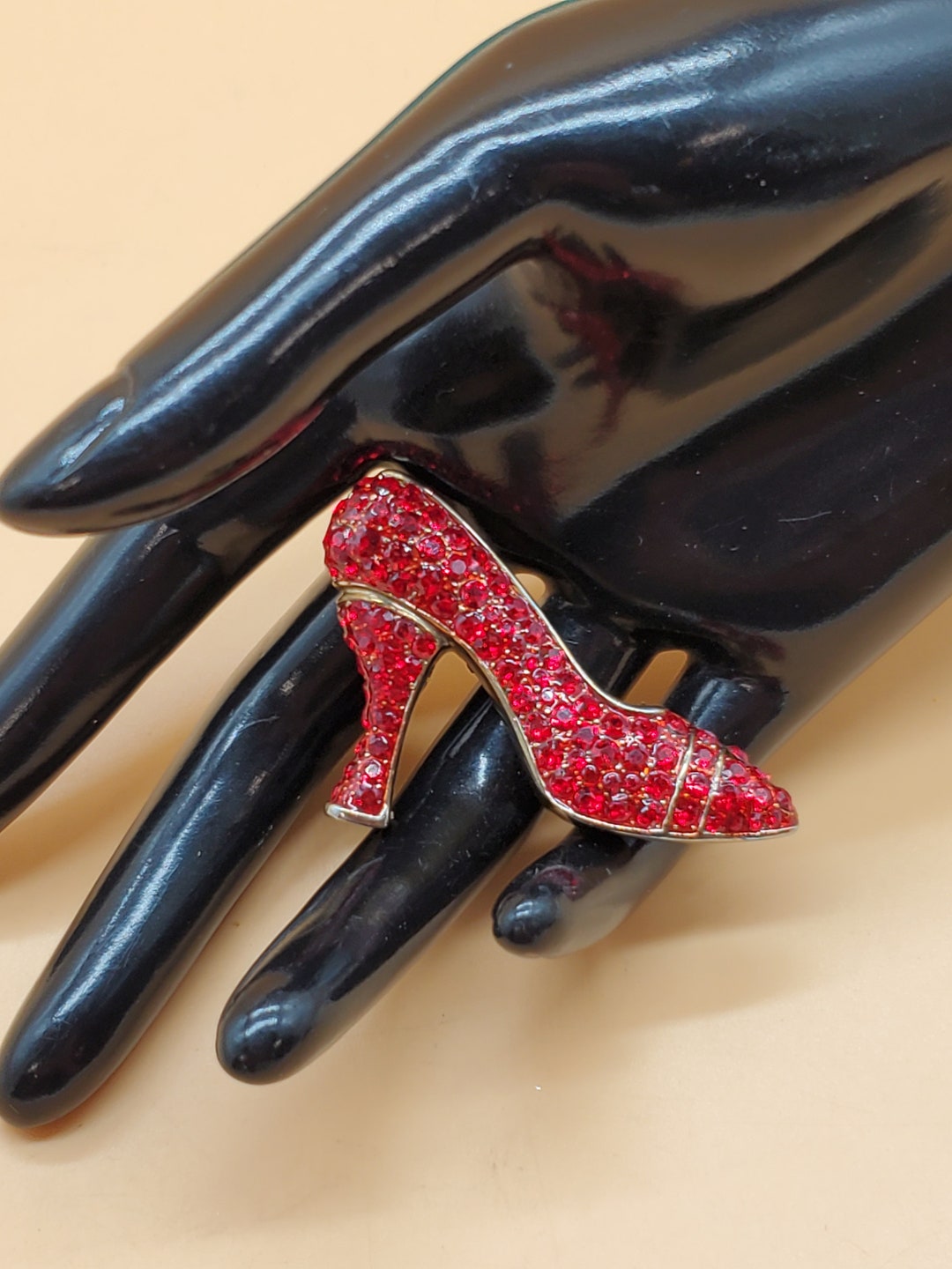 Vintage Red Rhinestone High Heel Brooch - Etsy