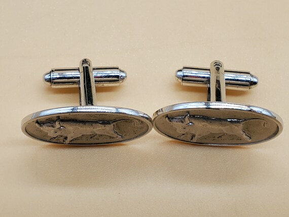 Robbins Attleboro sterling silver bull cufflinks - Gem