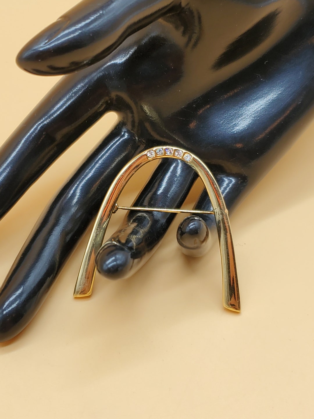 Vintage Monet Gold Tone Golden Arch Brooch With Clear Rhinestones - Etsy