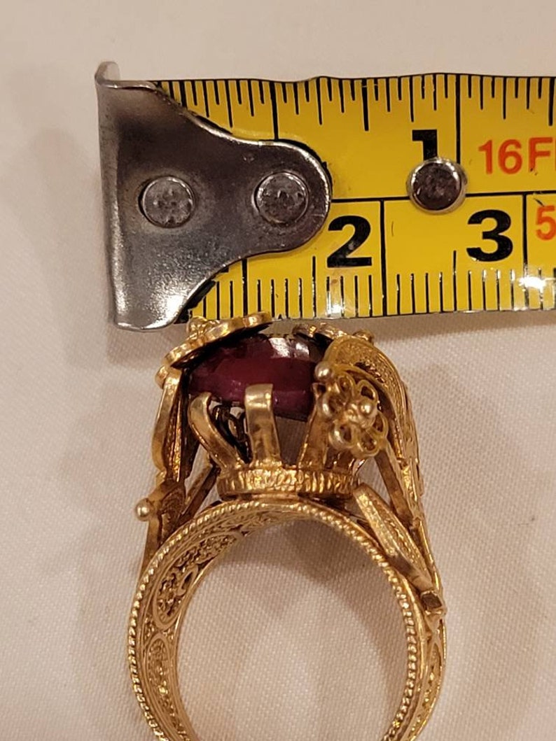 Vintage DGS Sterling Vermeil Filigree Ruby Ring - Etsy