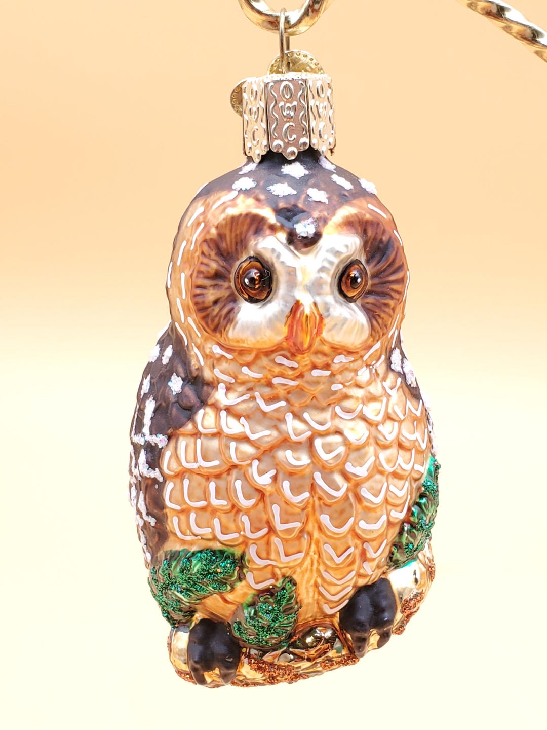 Vintage OWC Glass Glitter Barn Own Christmas Ornament - Etsy