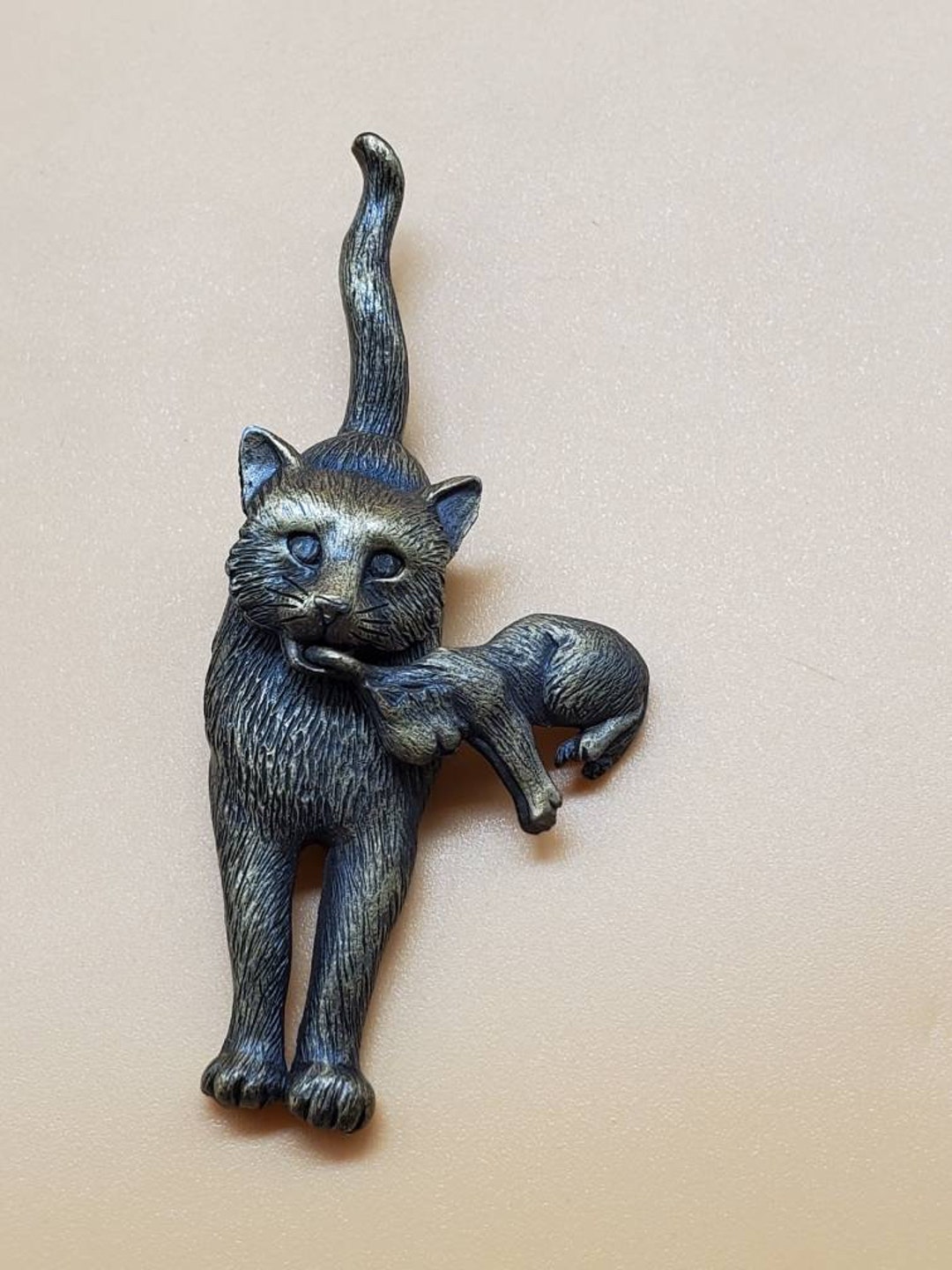 Vintage JJ Momma Cat Carrying Kitten in Mouth Brooch Pin - Etsy