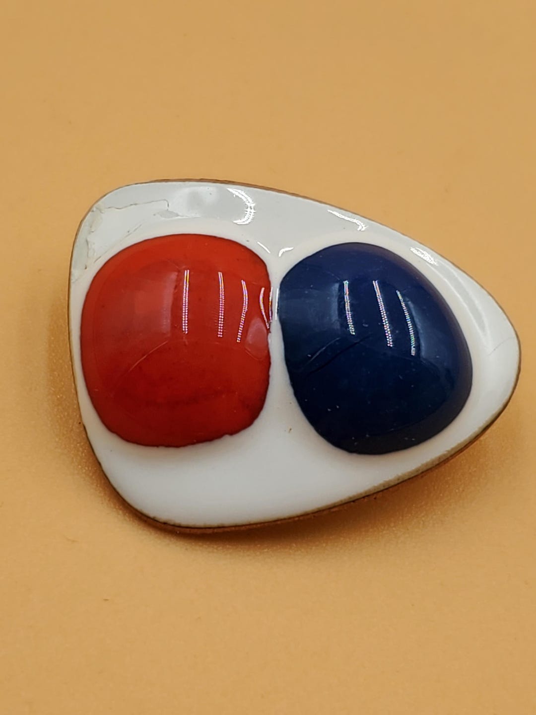 Vintage Copper Enamel Red White and Blue Pin - Etsy
