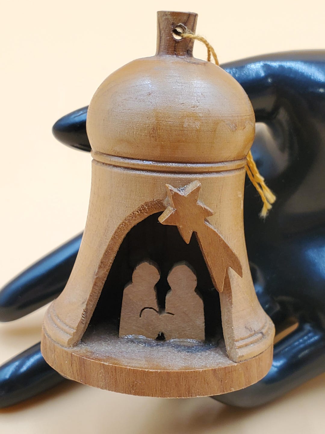 Vintage Handmade Wooden Nativity Bell Ornament - Etsy