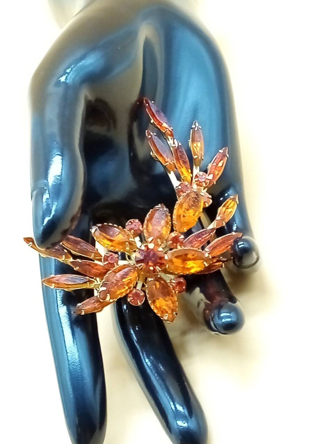 Vintage Judy Lee Bright Rust Orange Rhinestone Brooch - Etsy