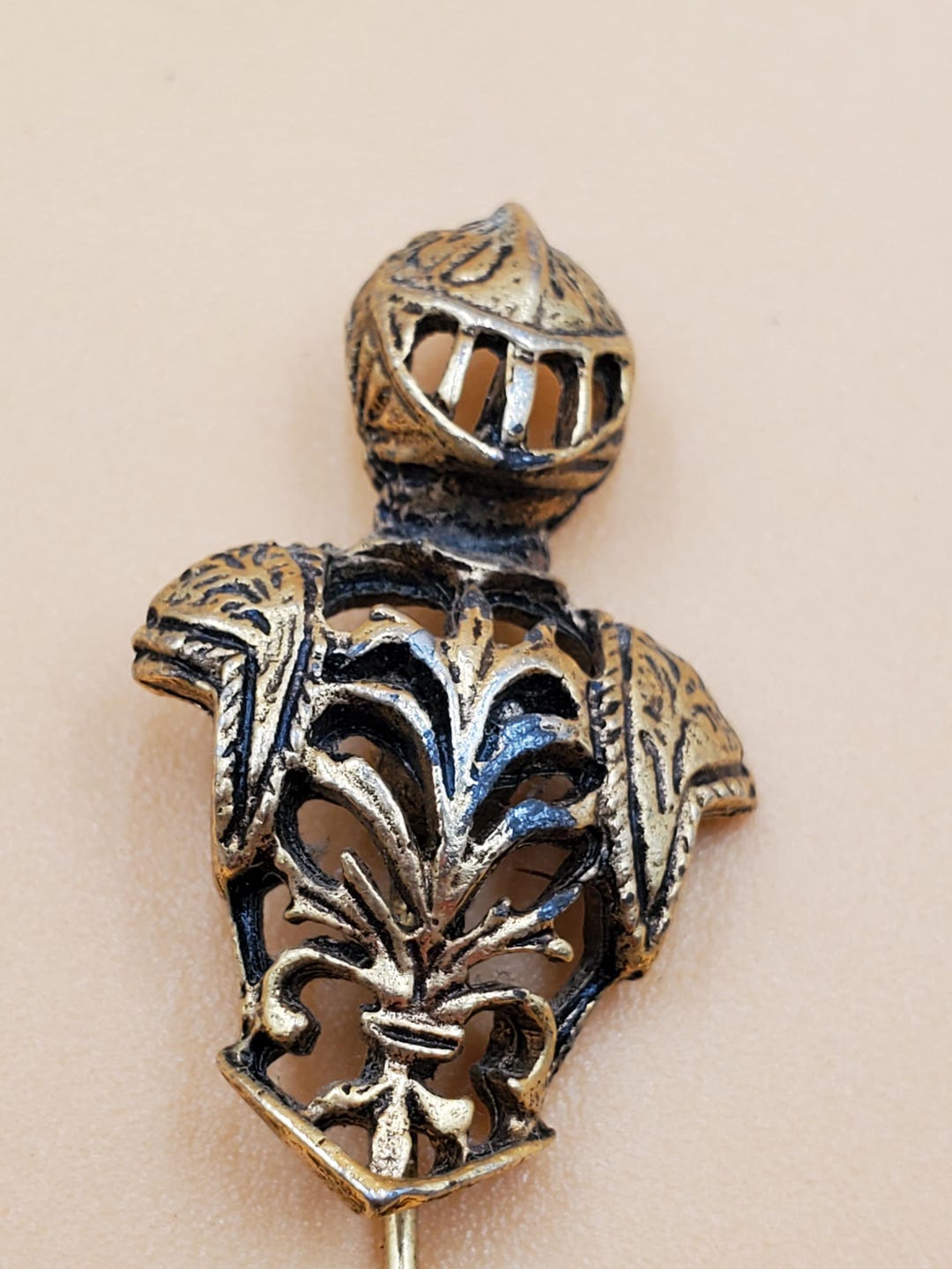 Vintage Bronze Tone Knight Armor Stick Pin - Etsy