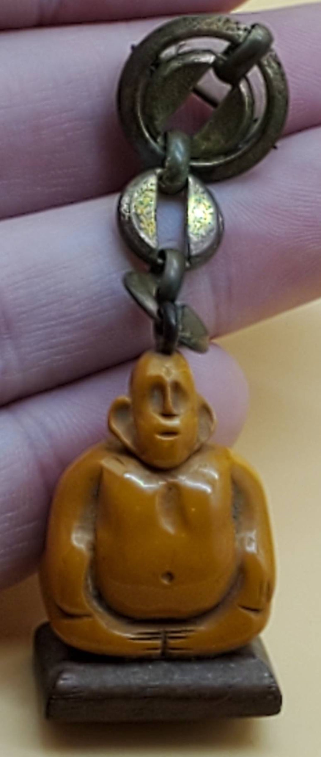 Vintage Dangling Carved Bakelite Buddha Brooch - Etsy
