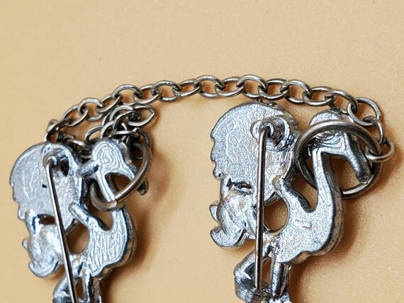 Vintage chained double pin Flamingo pins, chained Fla… - Gem