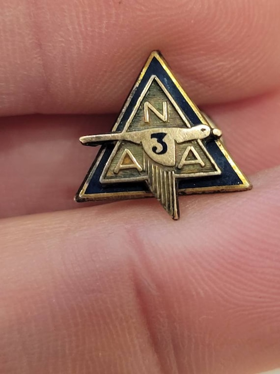 Vintage Sterling enamel NAA North America Aviation pin - Gem