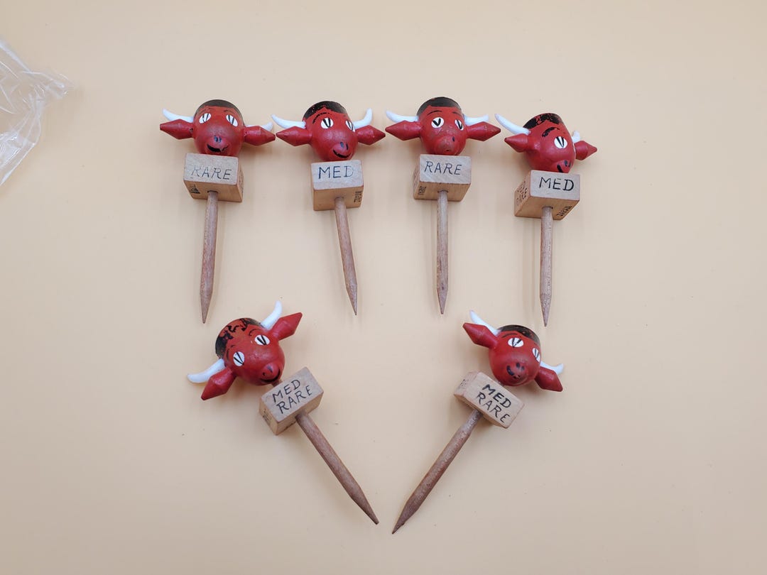 Vintage MCM Japan Wooden Bull Steak Temperature Sticks, Set of 6 - Etsy