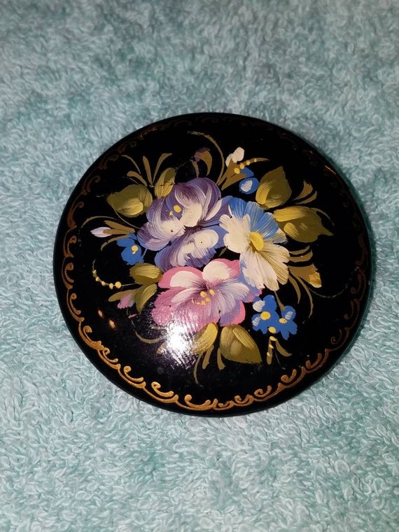 Vintage Wooden hand painted made in Russia lacquer br… - Gem