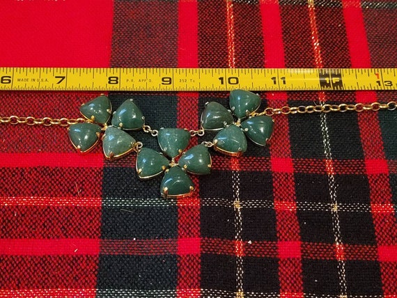 Vintage semi precious Nephrite Jade cluster gold plat… - Gem