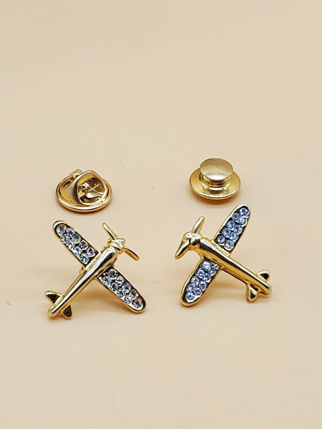 Vintage Small Gold Tone Rhinestone Airplane Pin, Select Styles - Etsy
