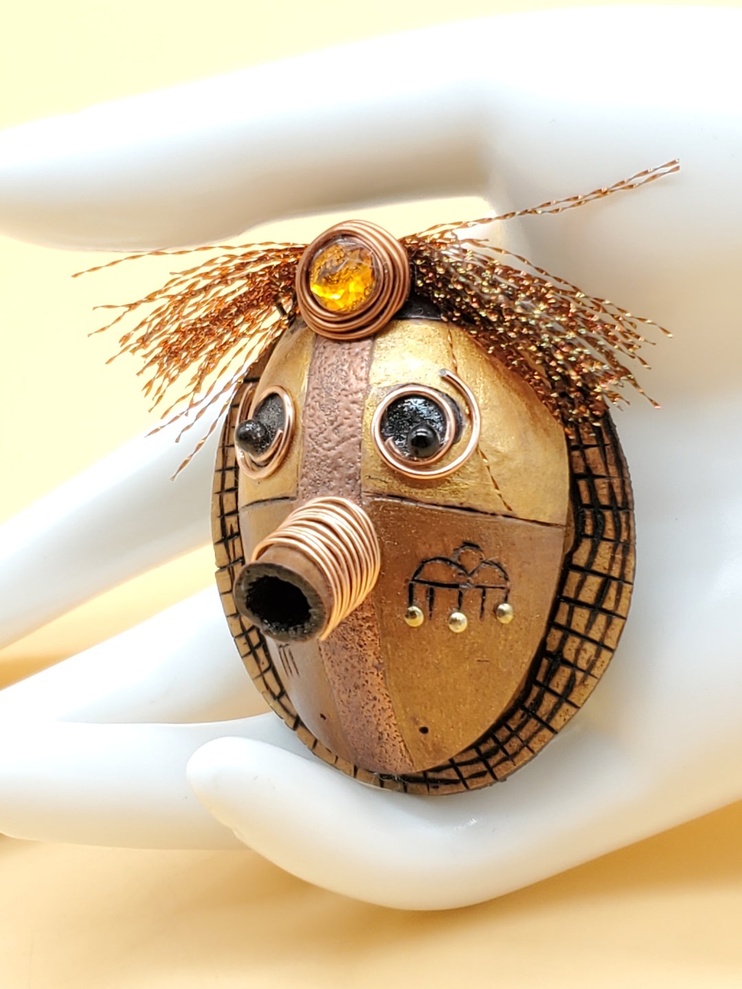 Vintage Tribal Mask Brooch - Etsy