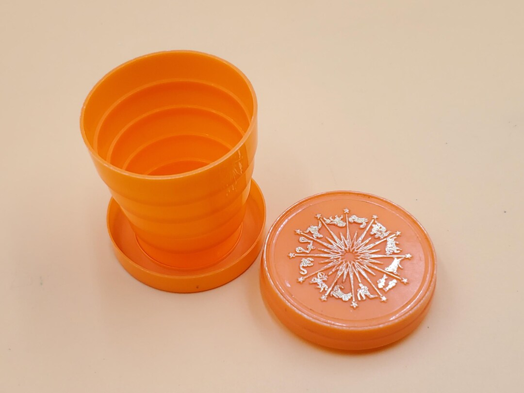 Vintage Tuckaway Orange Plastic Collapsible Cup - Etsy