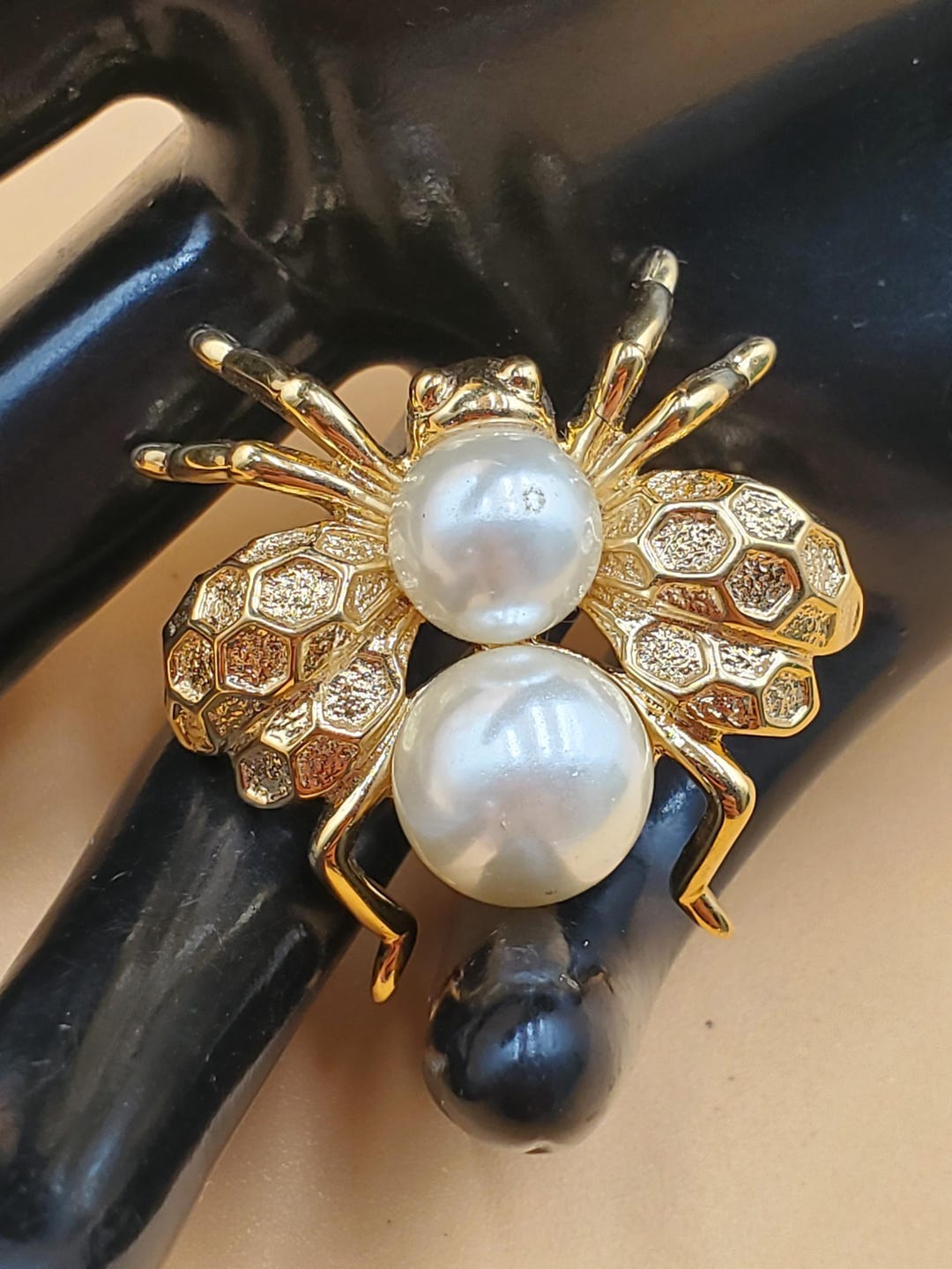 Vintage Napier Gold Tone Faux Pearl Bug Pin Brooch - Etsy