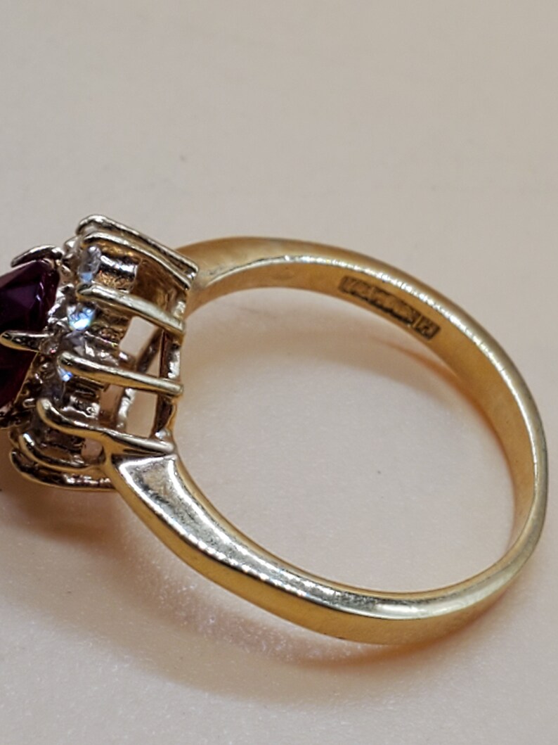 Vintage Gold Plated Faux Ruby Cocktail Ring - Etsy