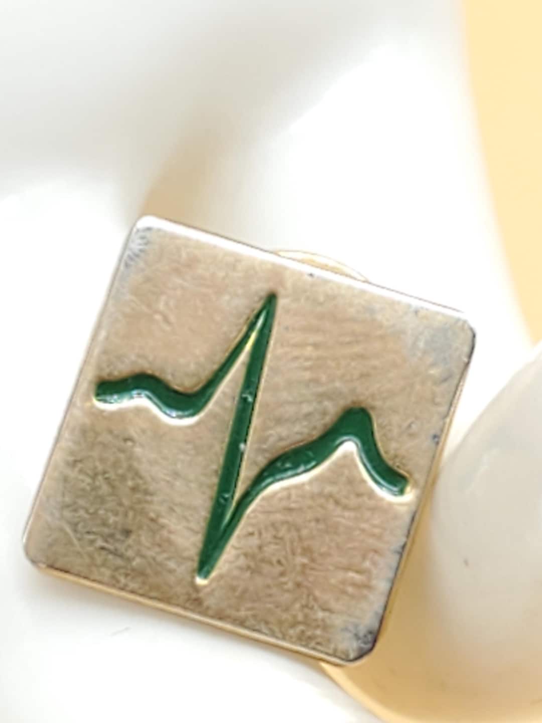 Vintage Green Heartbeat Lapel Pin - Etsy