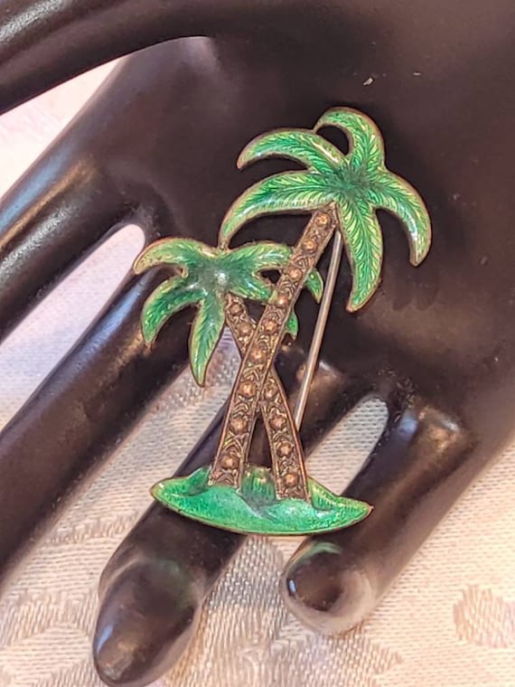 Vintage enamel palm tree - Gem