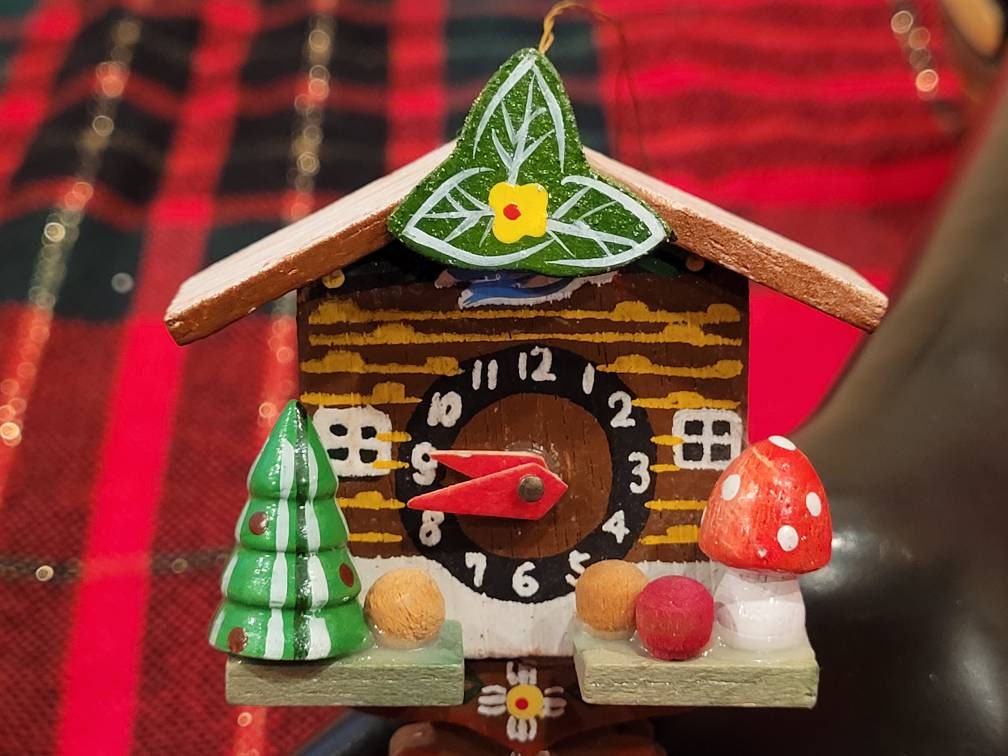 Vintage Miniature Cuckoo Clock With Mushrooms Christmas - Etsy