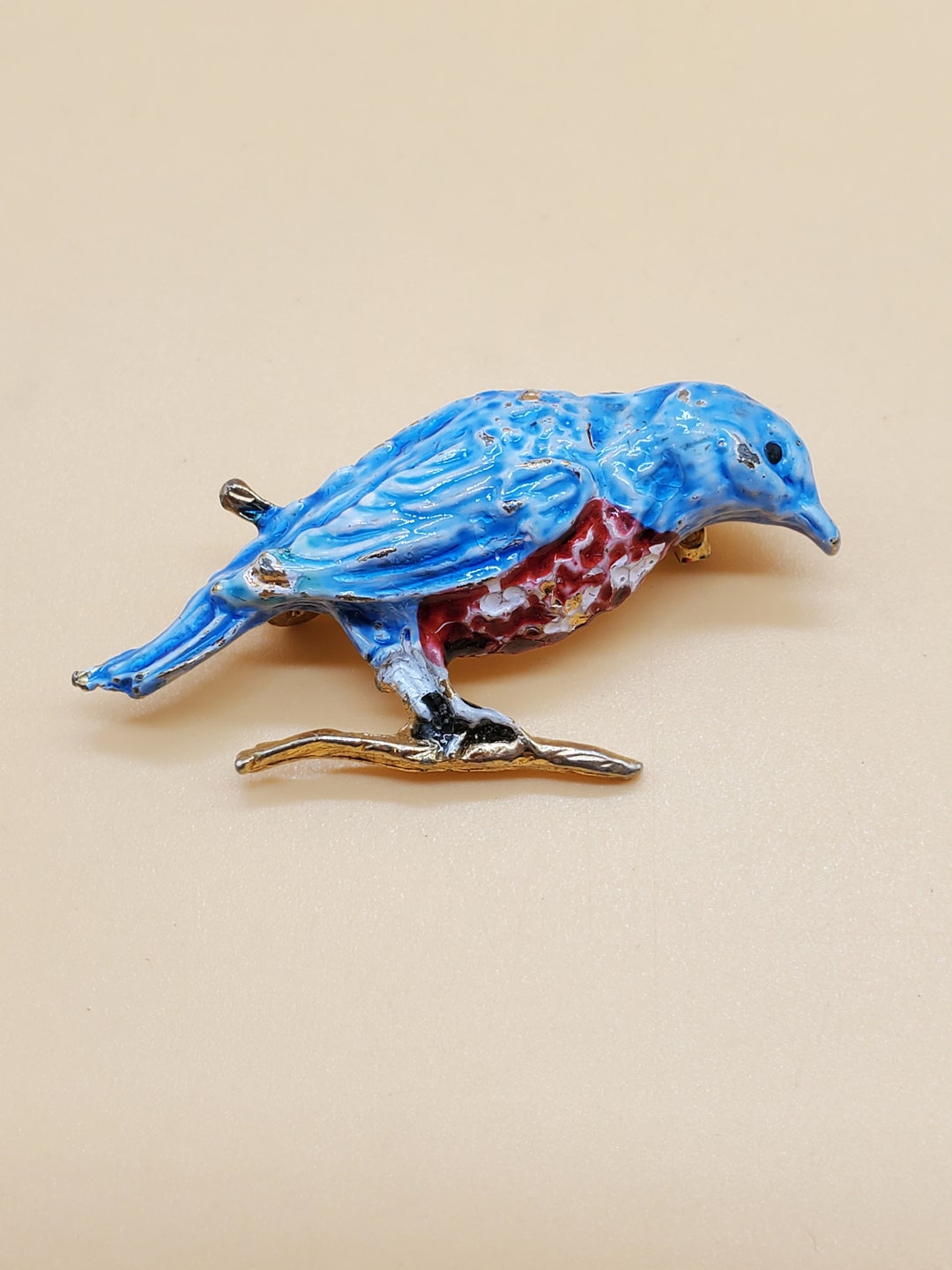 Vintage Refaeli Enamel Blue Bird Brooch - Etsy