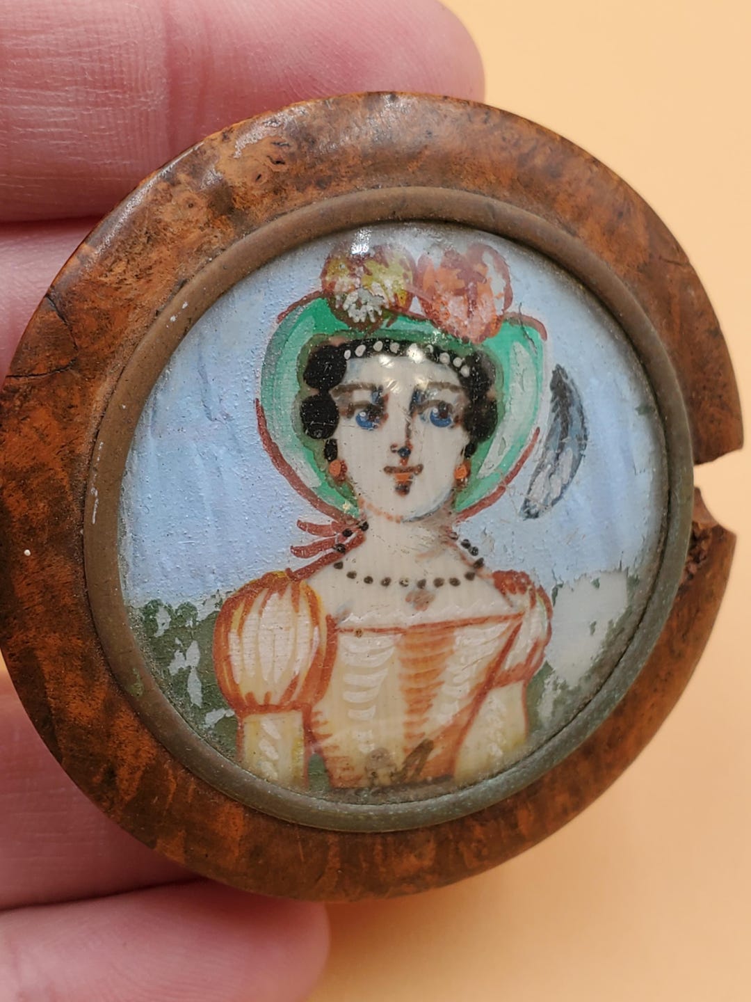 Antique Victorian Hand Painted Portrait Lid - Etsy