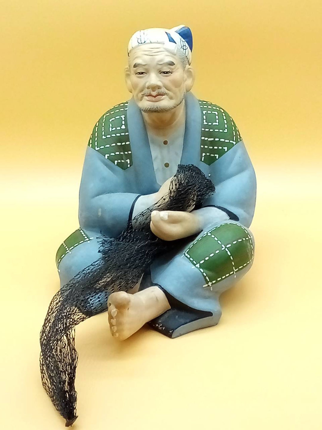 Vintage XL Japan Hakata Mimasu Doll, Asian Man With Bandana and Net XL ...
