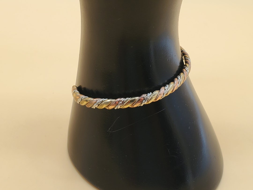 Vintage Tri Color Twist Metal Bangle Bracelet - Etsy