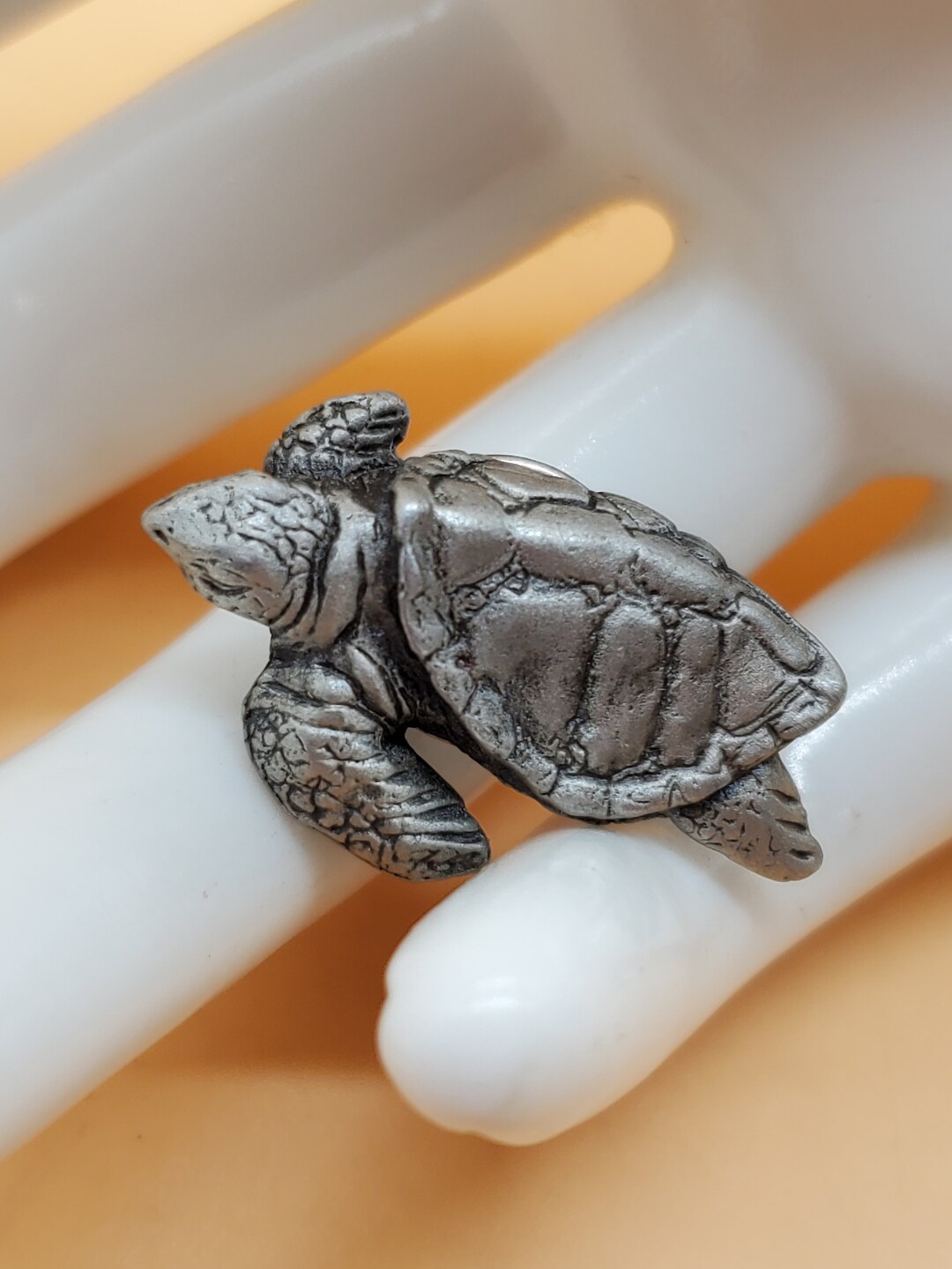 Vintage Pewter Sea Turtle Pin - Etsy