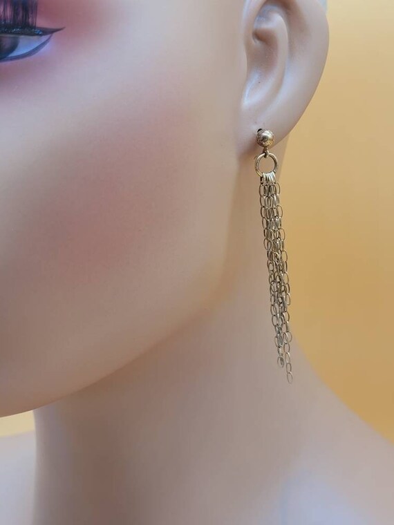 Vintage sterling Vermeil dangling chain tassel style … - Gem