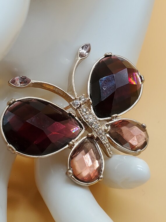 vintage LC rhinestone butterfly brooch - Gem