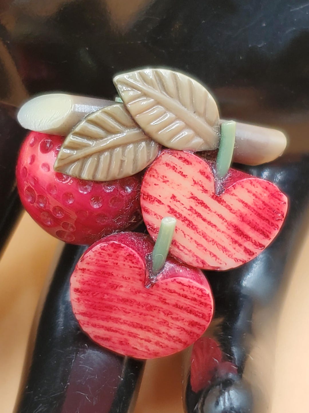 Vintage Small Plastic Apples Pin - Etsy