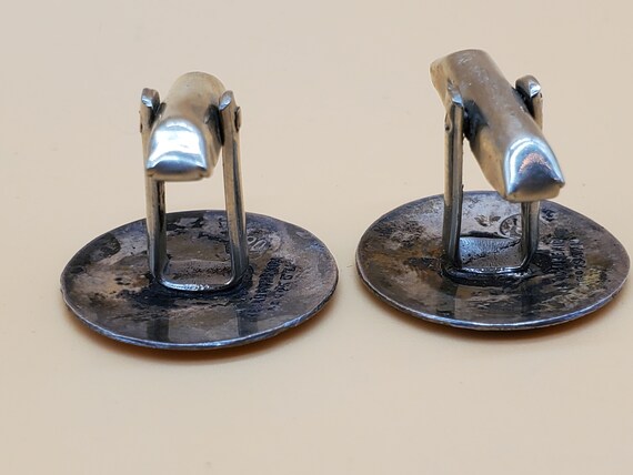 Vintage Mexico 925 etched Tribal sun face cufflinks - Gem